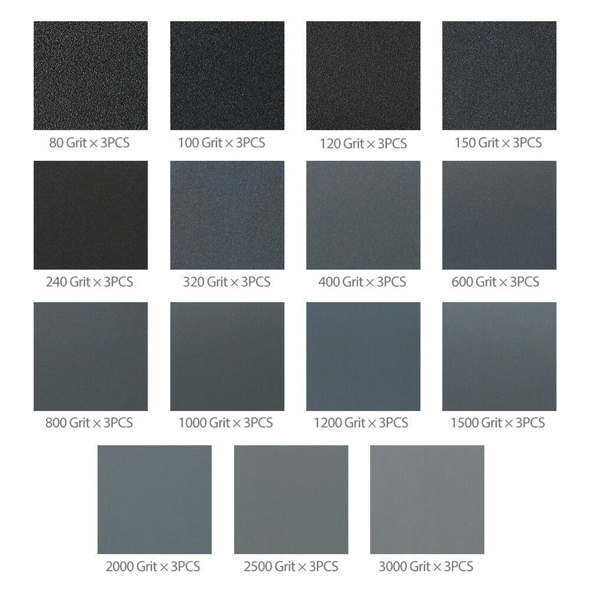 Mixed grit dry and wet waterproof sandpaper